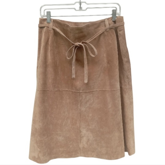 Isaac Mizrahi | Skirts | Isaac Mizrahi Tan Suede Skirt Genuine Leather ...